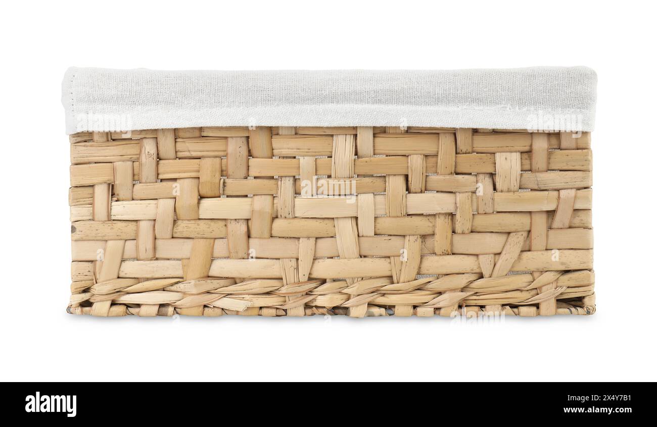 One empty wicker bread basket isolated on white Stock Photo - Alamy