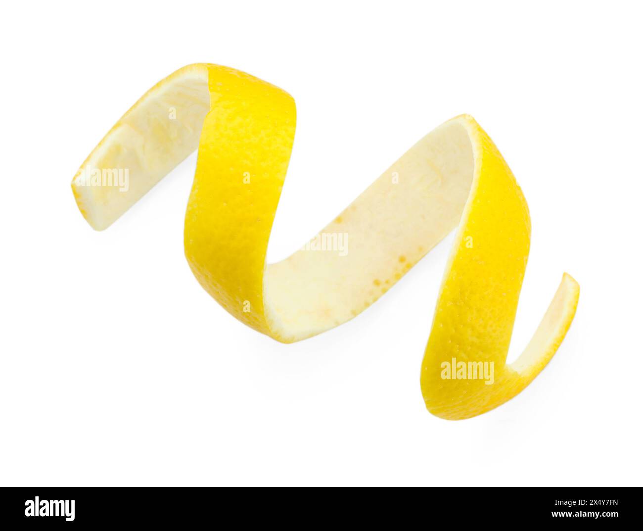 One fresh lemon peel isolated on white, top view Stock Photo - Alamy