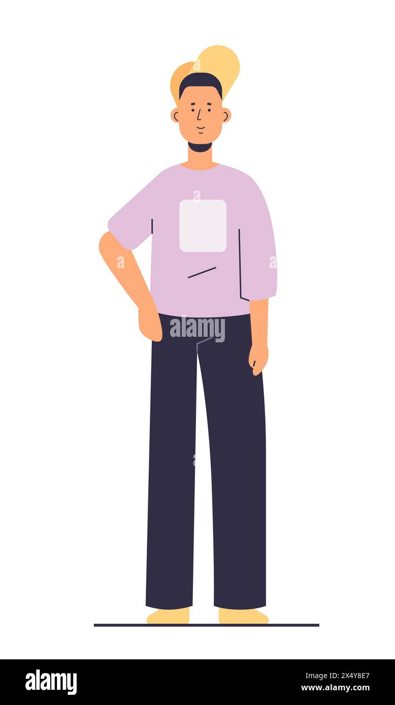 young man or teen guy posing in casual clothes cartoon character ...