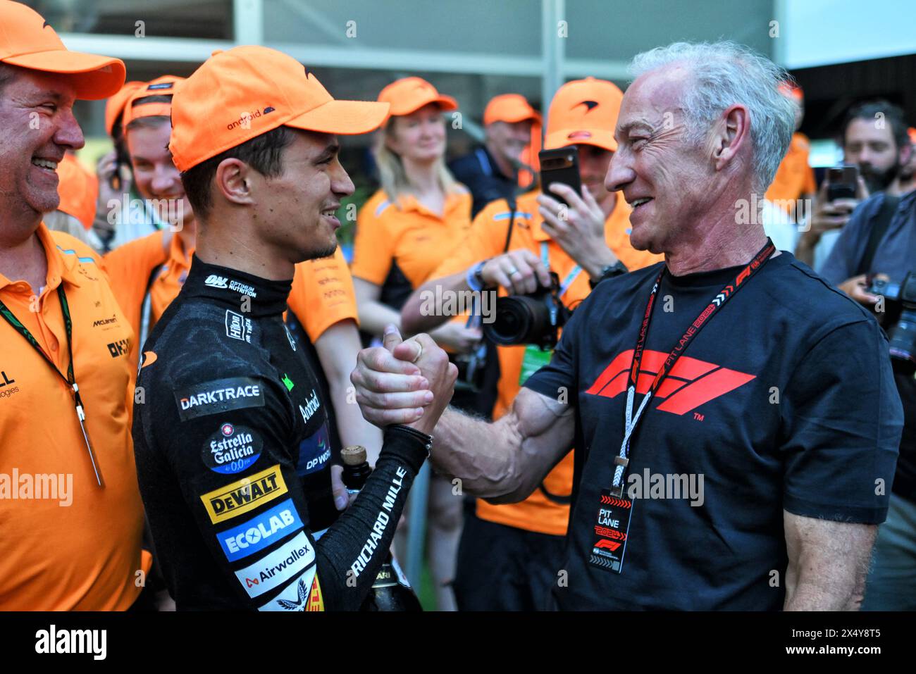 Miami, USA. 05th May, 2024. (L to R): Race winner Lando Norris (GBR ...