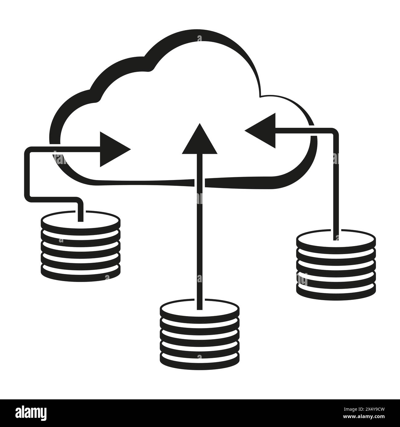 Minimalist Cloud Computing Vector Data Transfer Illustration Modern Technology Concept