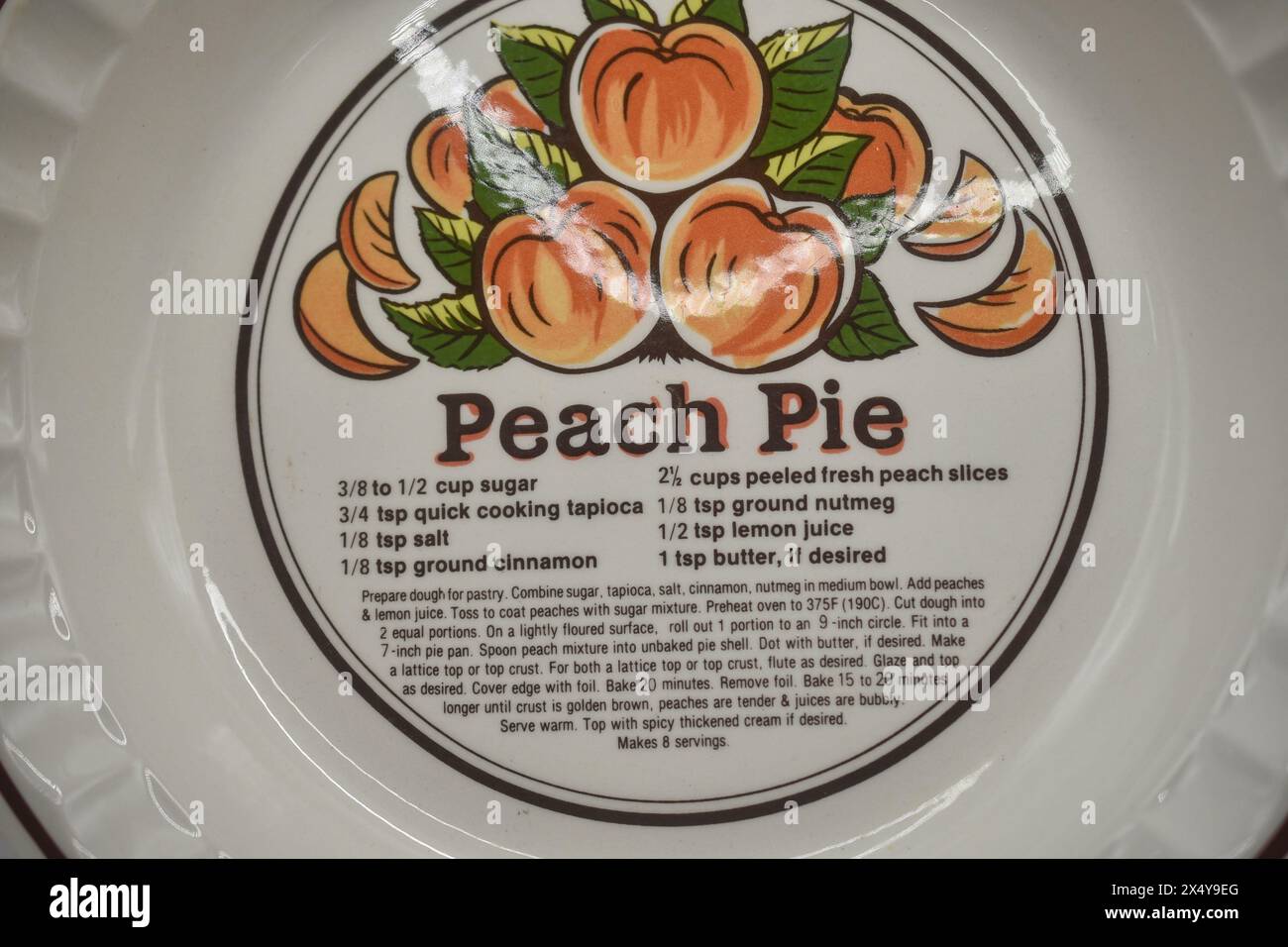 retro pie dish with recipe on bottom Stock Photo - Alamy
