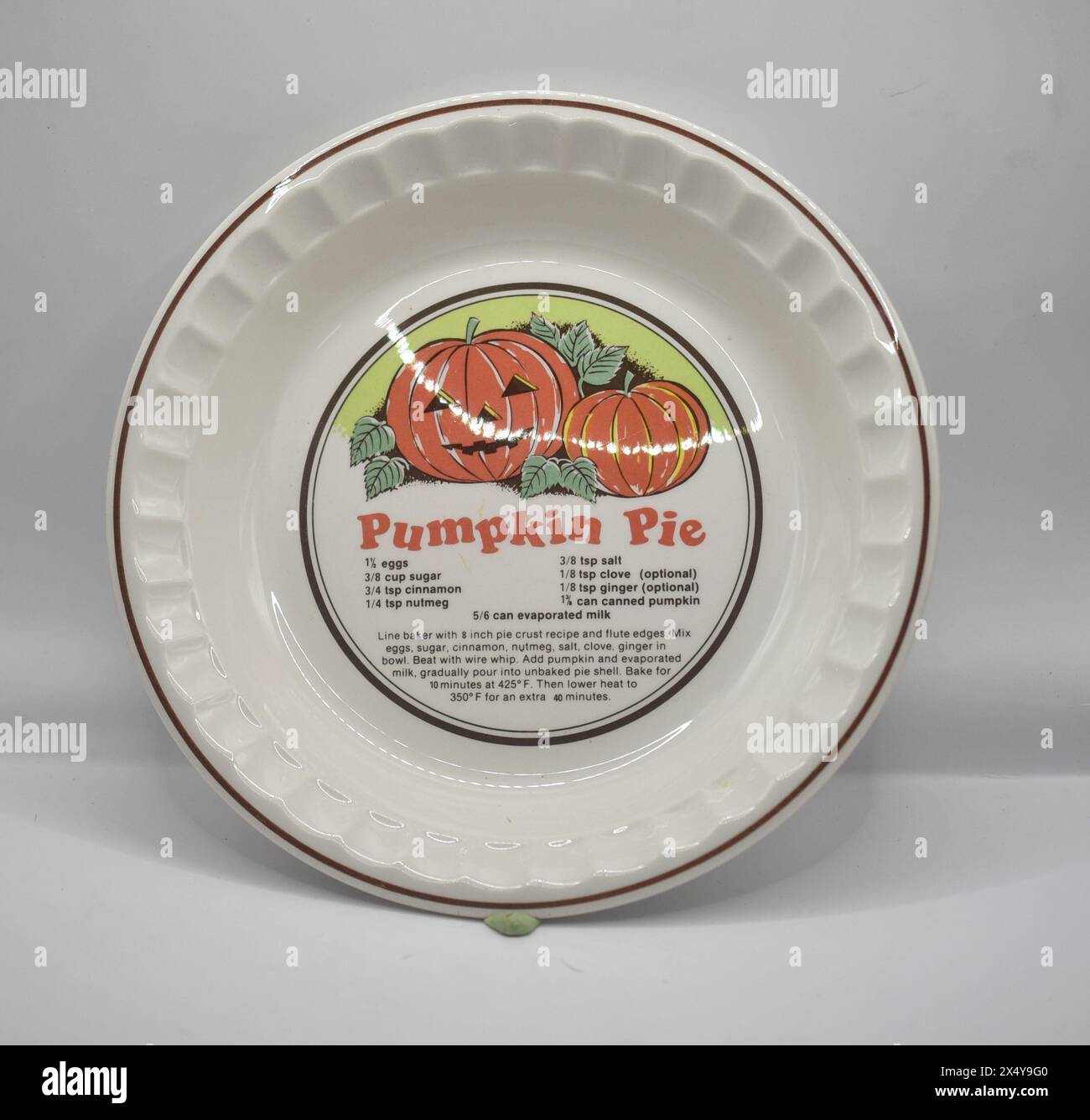 retro pie dish with recipe on bottom Stock Photo - Alamy