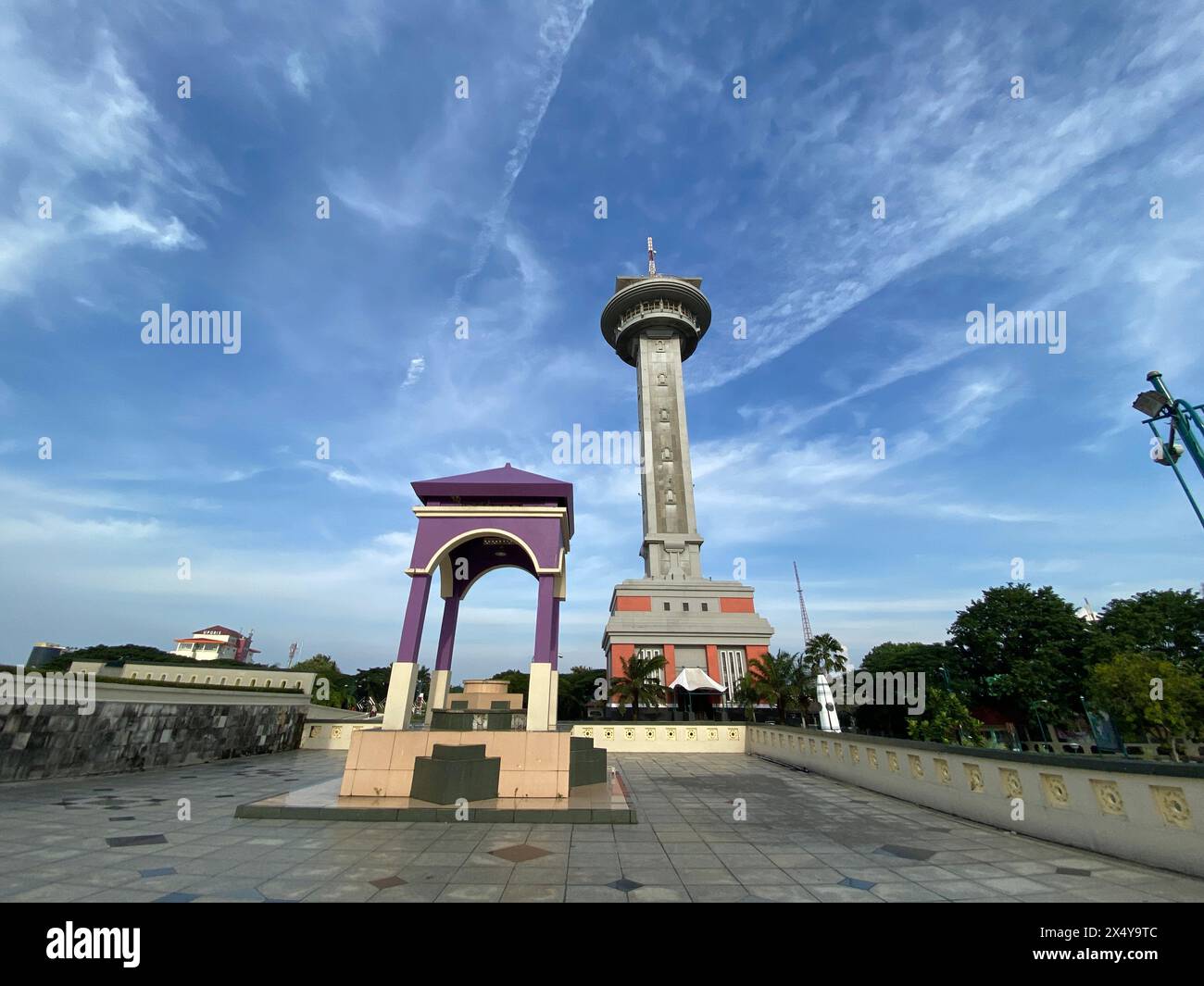 Tower in Masjid Agung Jawa Tengah or Great Mosque of Central Java area ...