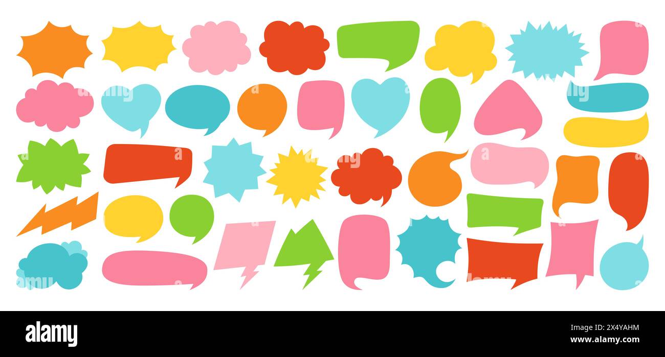 Speech bubble comic chatting box set. Colorful empty design elements ...