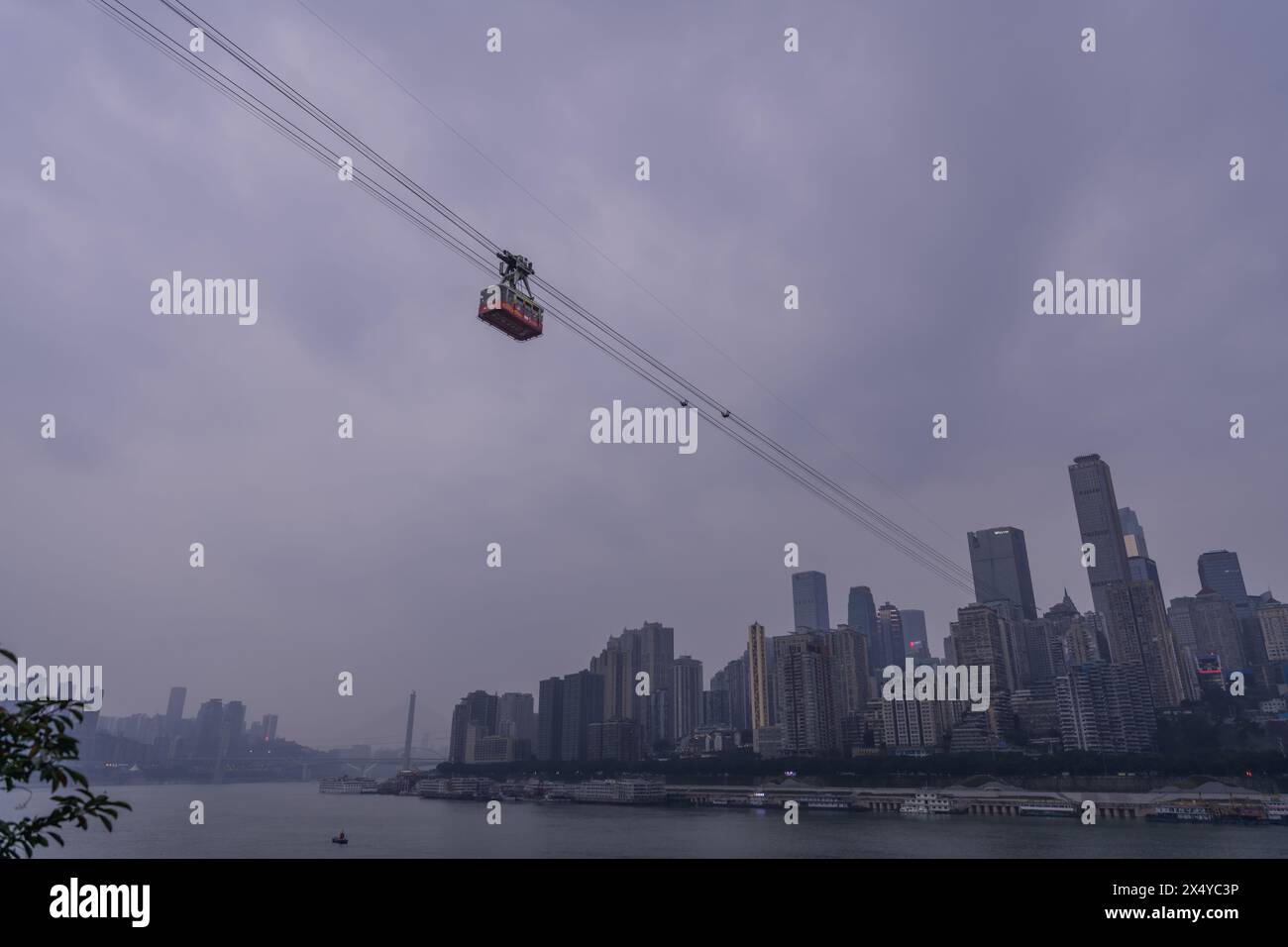 JANUARY 25, 2021, CHONGQING, CHINA: View from cableway over Yangtze ...