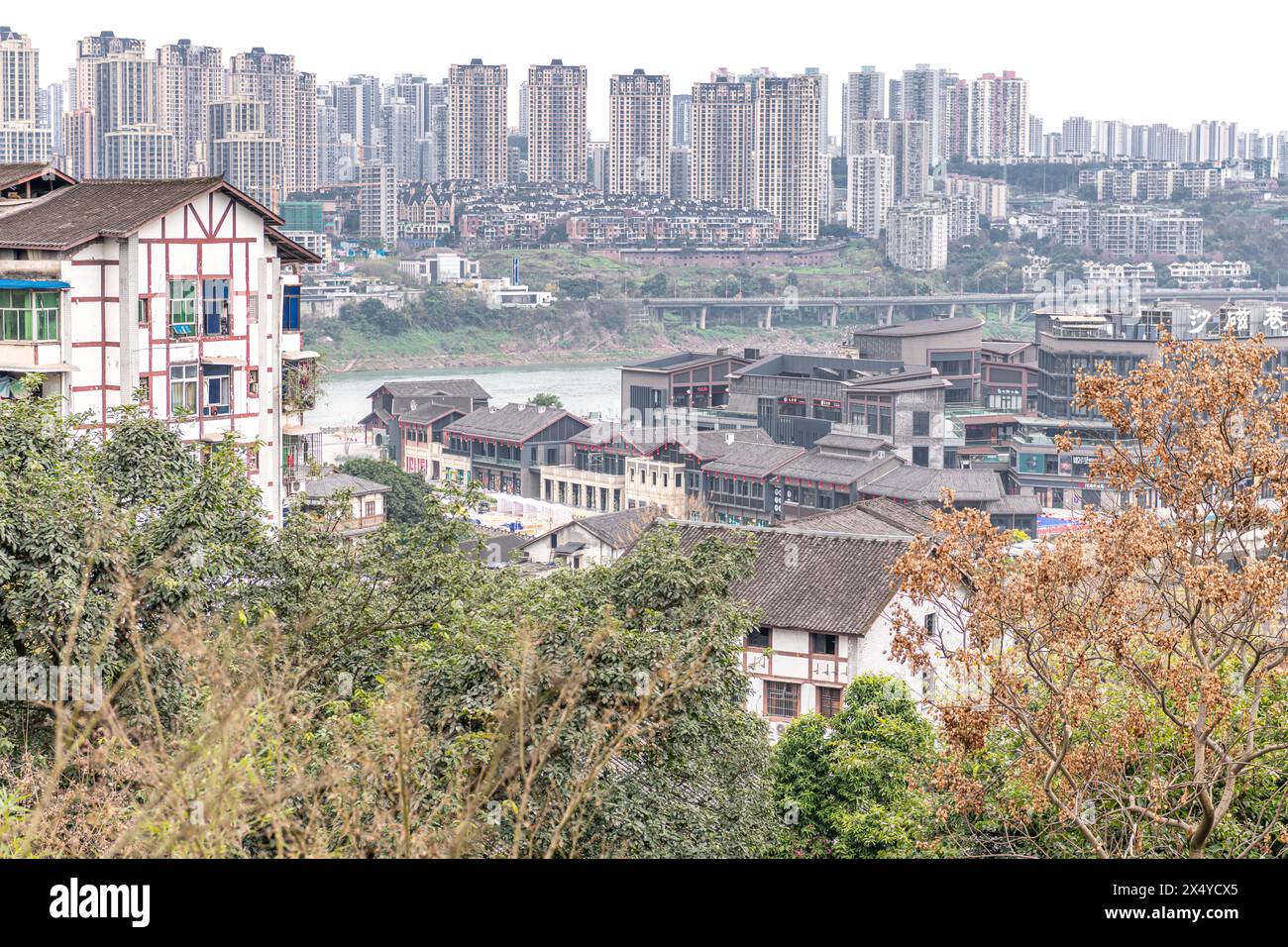 A building in Ciqikou old town is located at high mountain, Chongqing ...