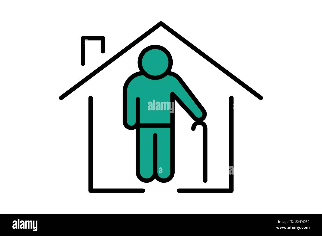 retirement icon. house with elderly. icon related to elderly. flat line ...