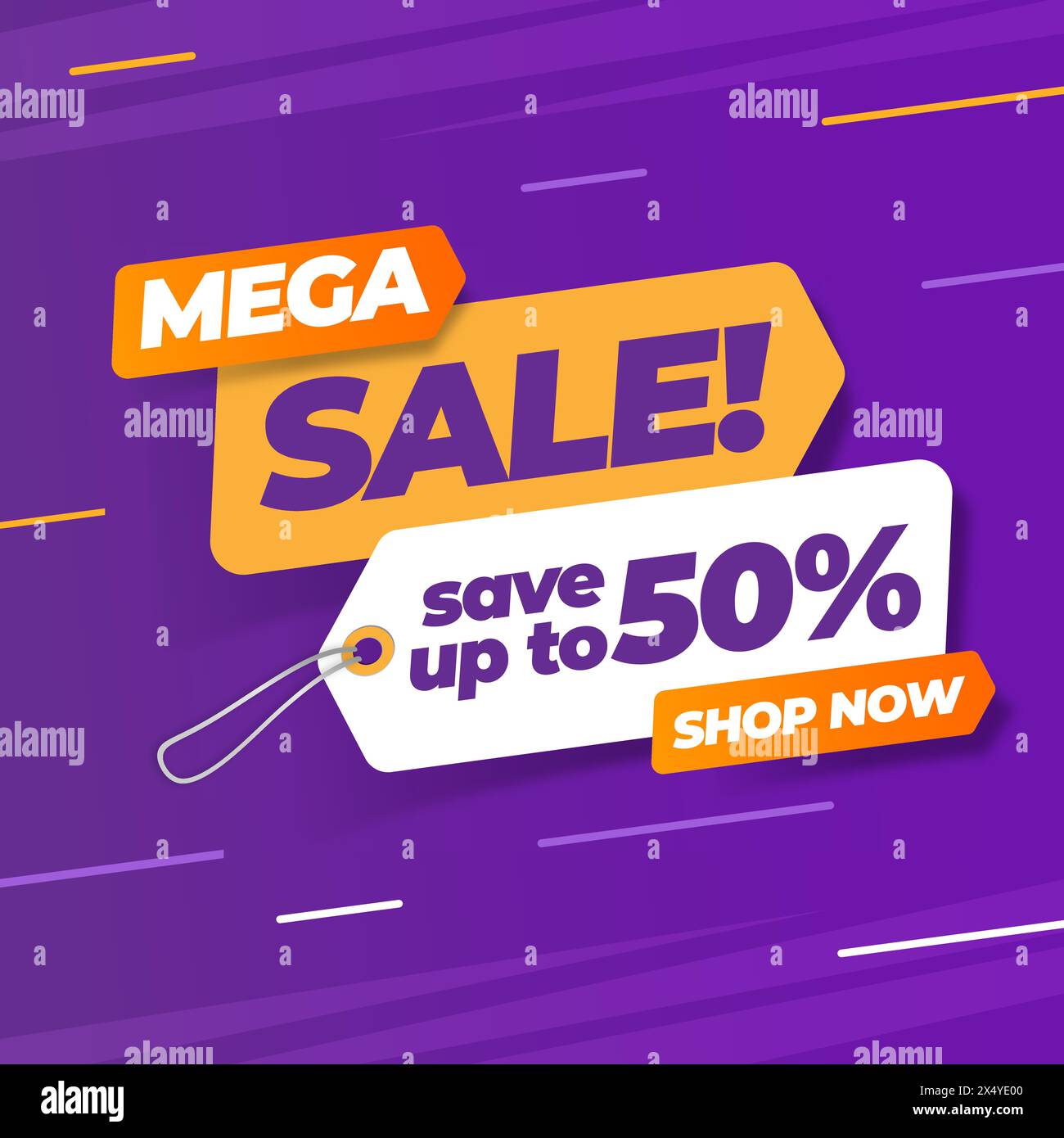 Mega sale discount web banner promotion. Design template in square ...