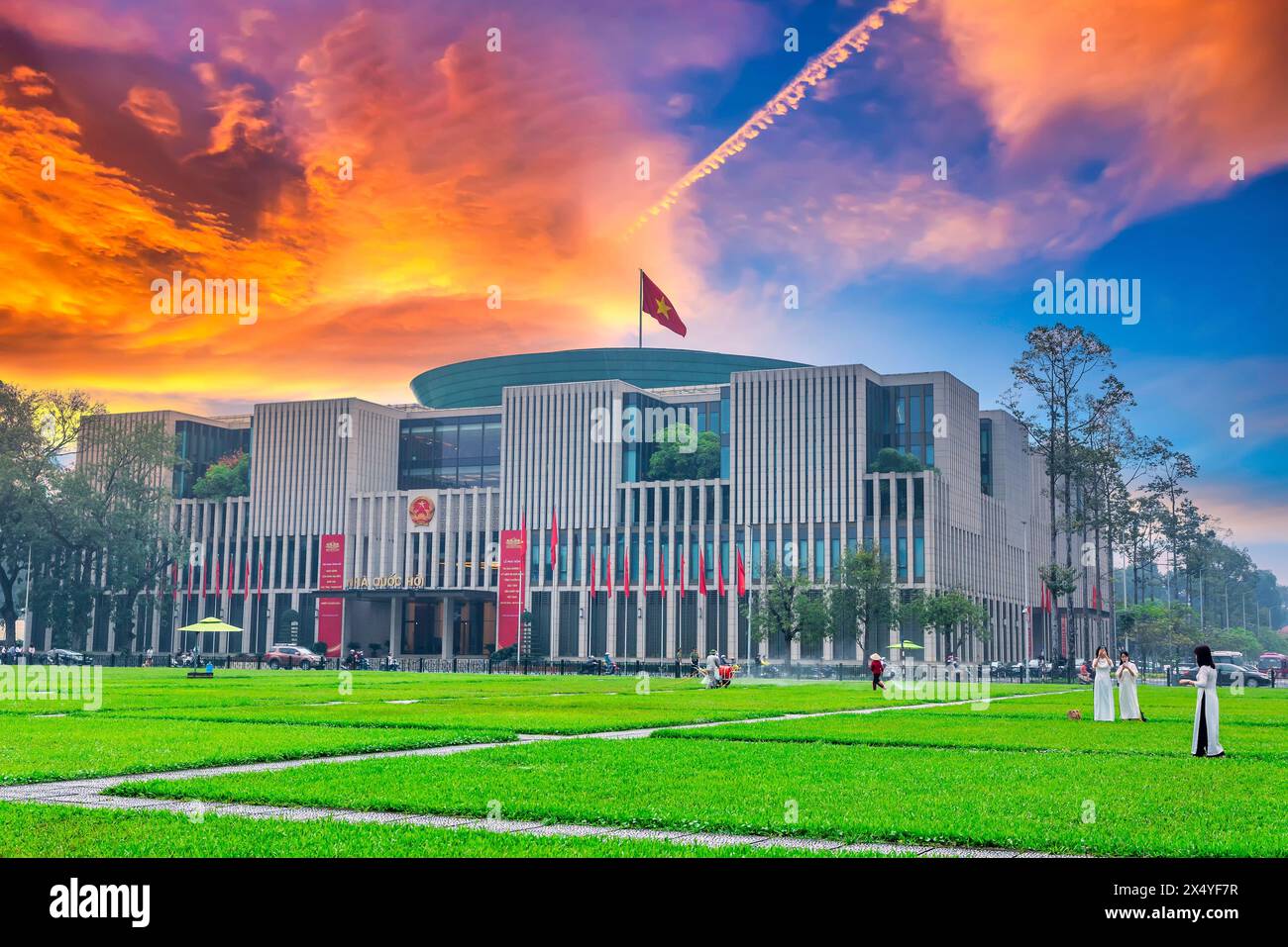 National Assembly Building of Vietnam with sunset sky background and ...
