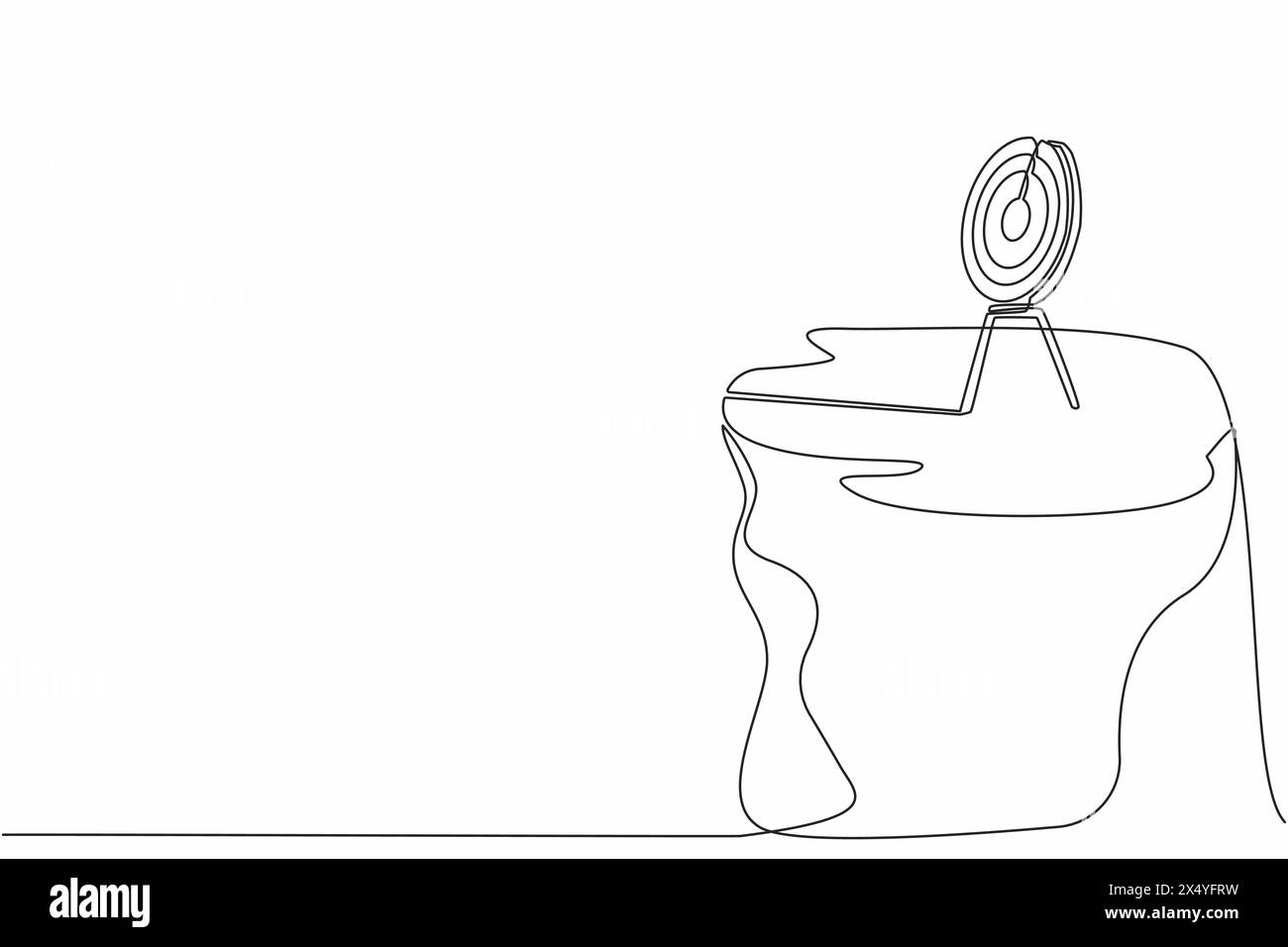 Single one line drawing archery target without arrows on cliff ...