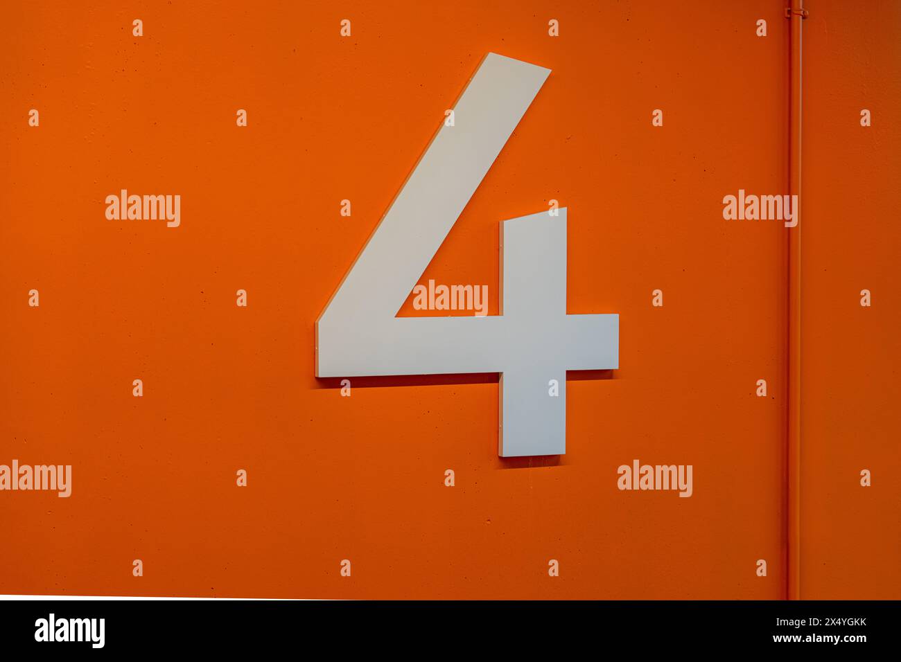 Floor level 4 in a parking ramp, garage, car parking with a large white ...