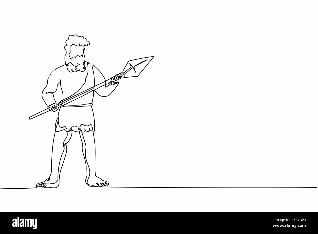 Continuous one line drawing ancient caveman or homosapien hunter ...