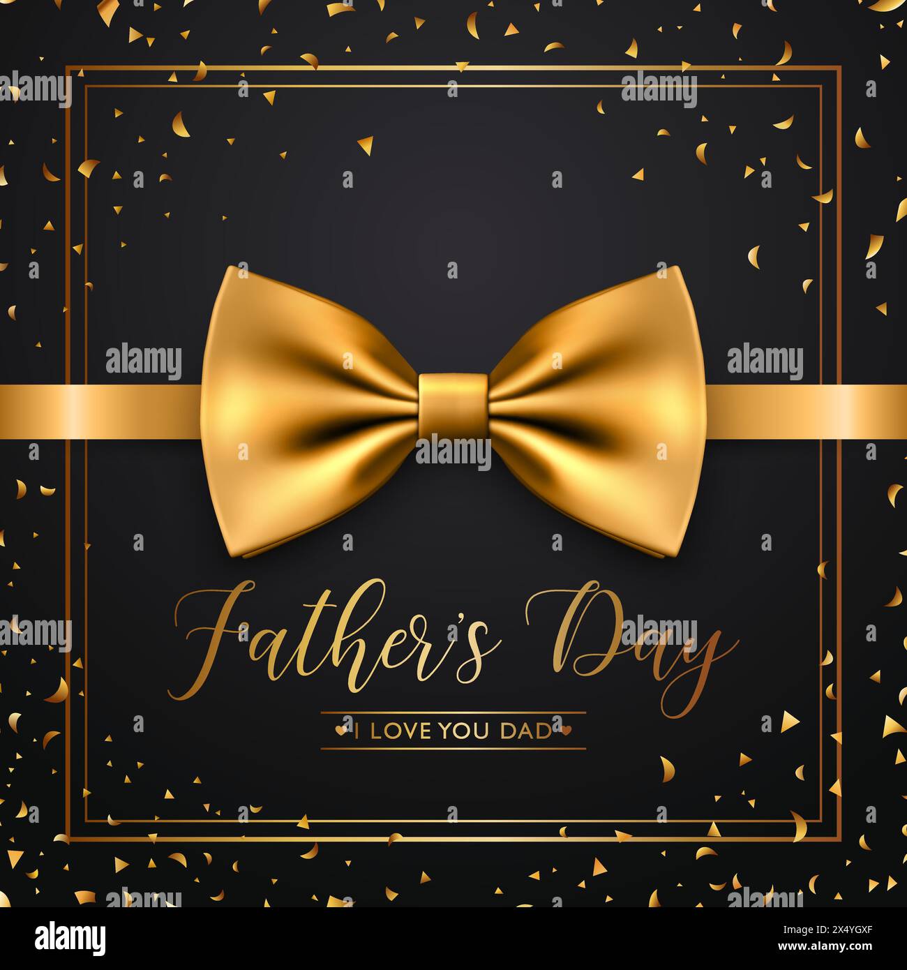 Fathers Day, June 16th. Vector Background. Black and Golden Banner with ...