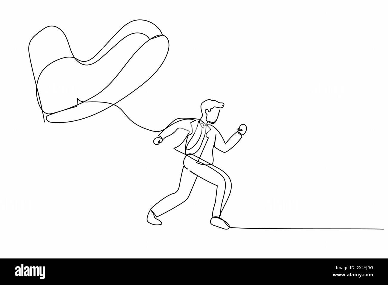 Single continuous line drawing businessman run away from stomping foot ...