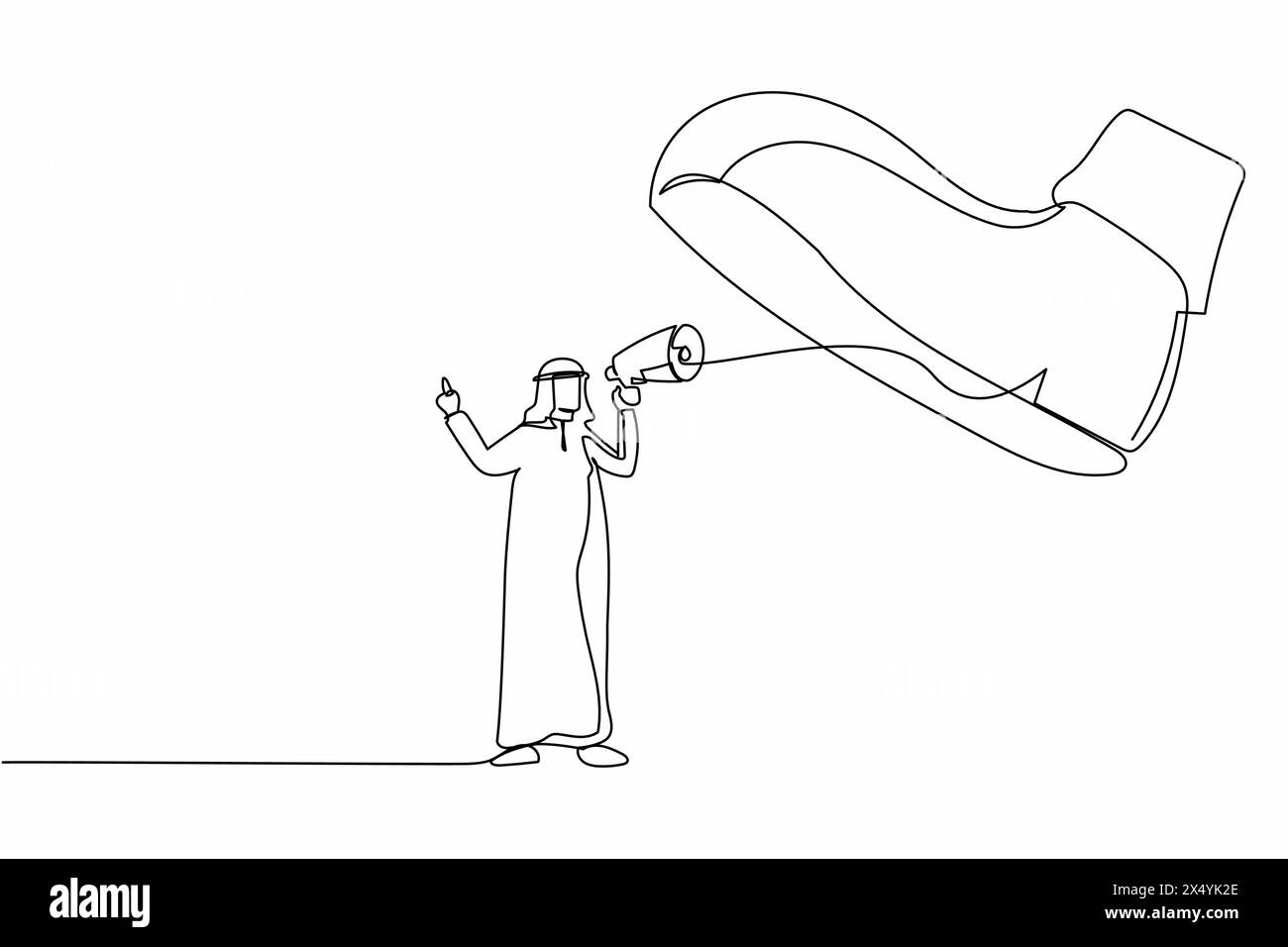 Single continuous line drawing active Arab businessman speaking with ...