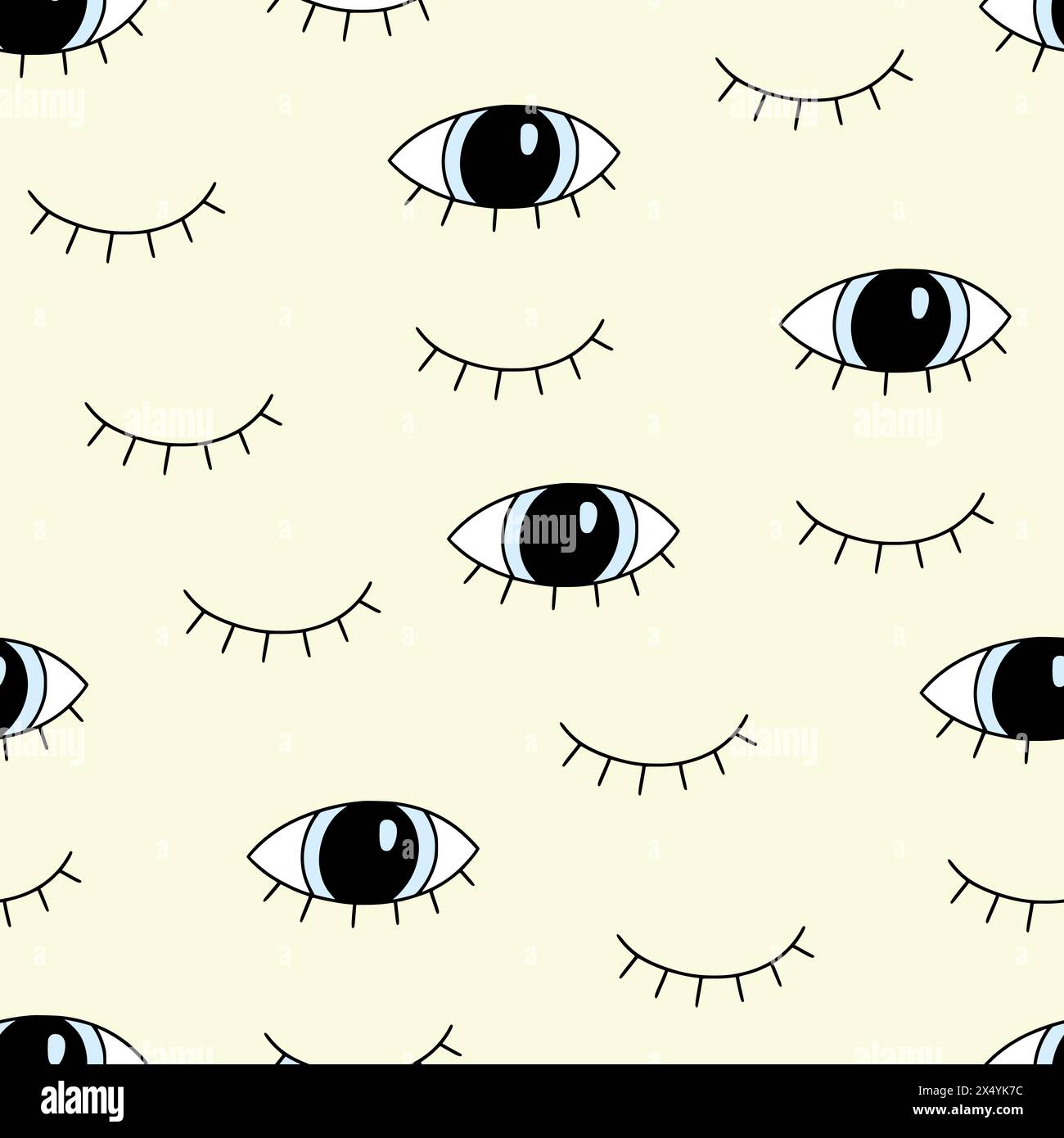 Eye doodle seamless vector pattern. Hand drawn doodle sketch simple ...