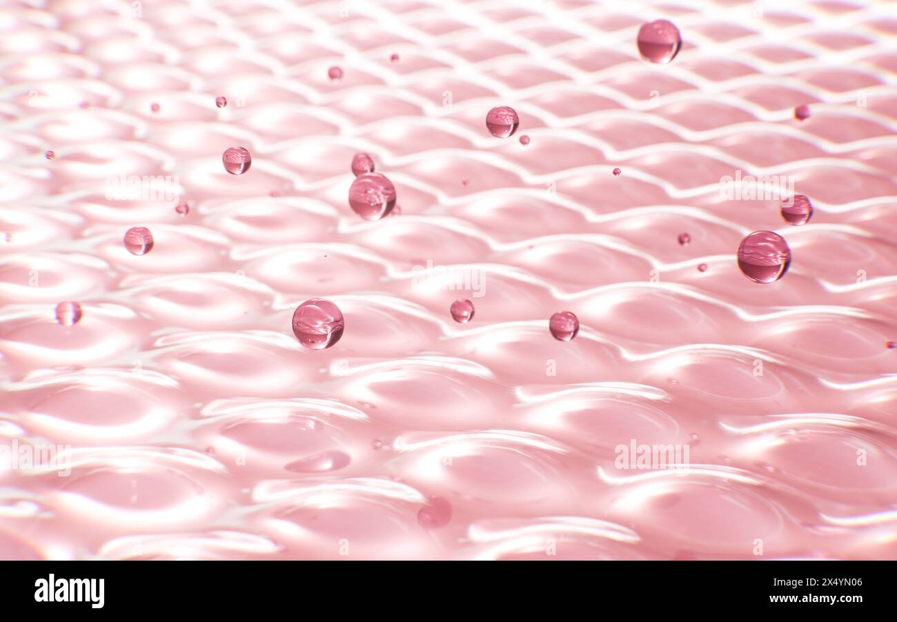 Cells and skin tissue, skincare and biomedical concept, 3d rendering ...