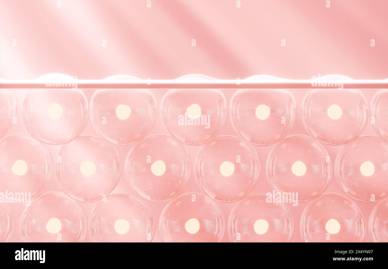 Cells and skin tissue, skincare and biomedical concept, 3d rendering ...