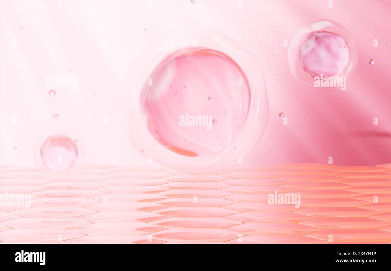 Cells and skin tissue, skincare and biomedical concept, 3d rendering ...