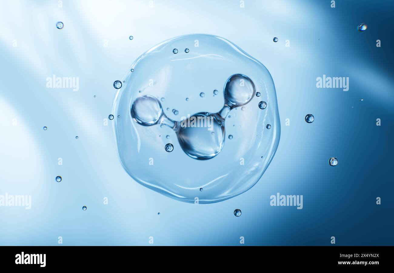 Blue molecular structure, skincare and biomedical concept, 3d rendering ...