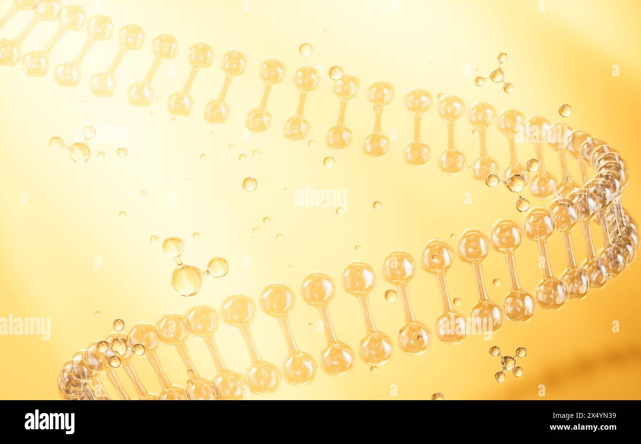 Golden molecular structure, skincare and biomedical concept, 3d ...