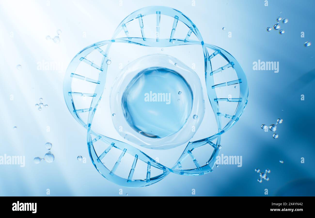 Circular DNA and cells, skincare and biomedical concept, 3d rendering ...