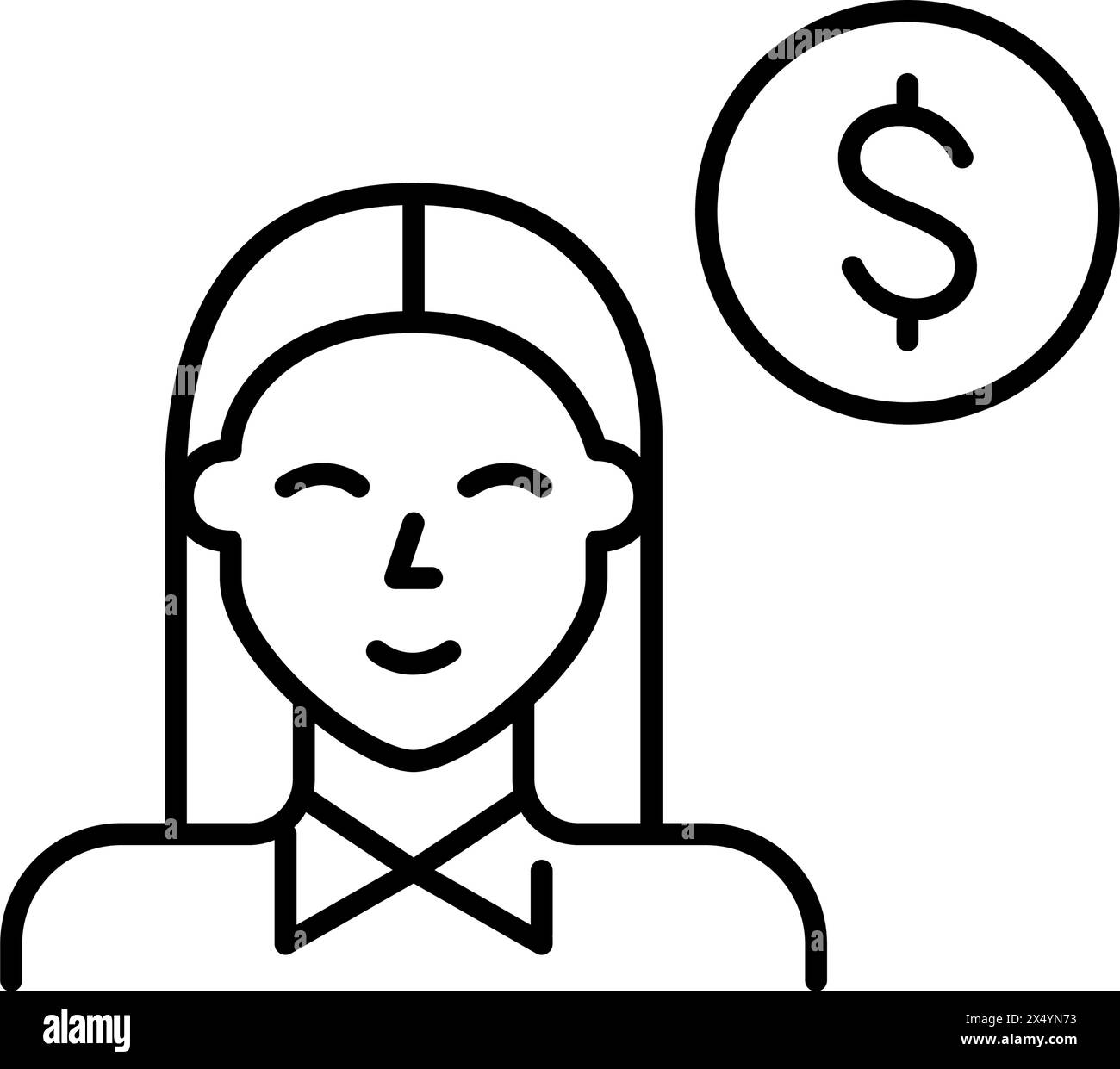 Woman and dollar sign. Financial success, career achievement and ...
