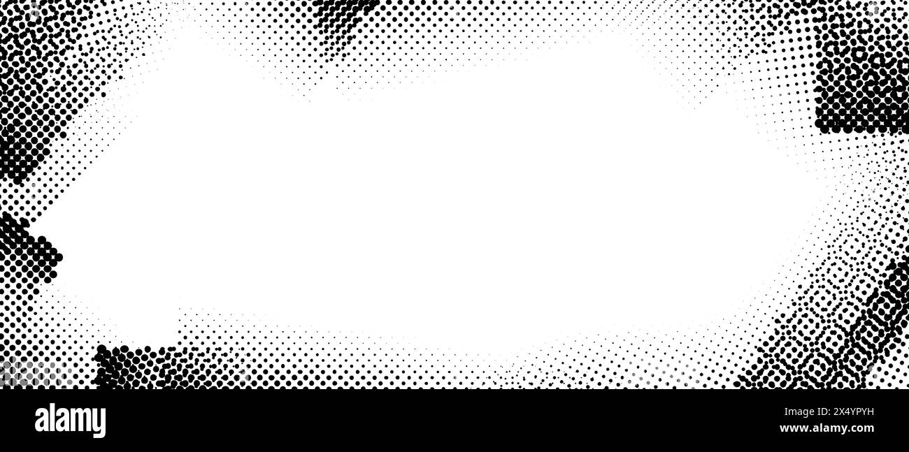 Halftone grunge frame. Retro dotted border overlay template for poster ...