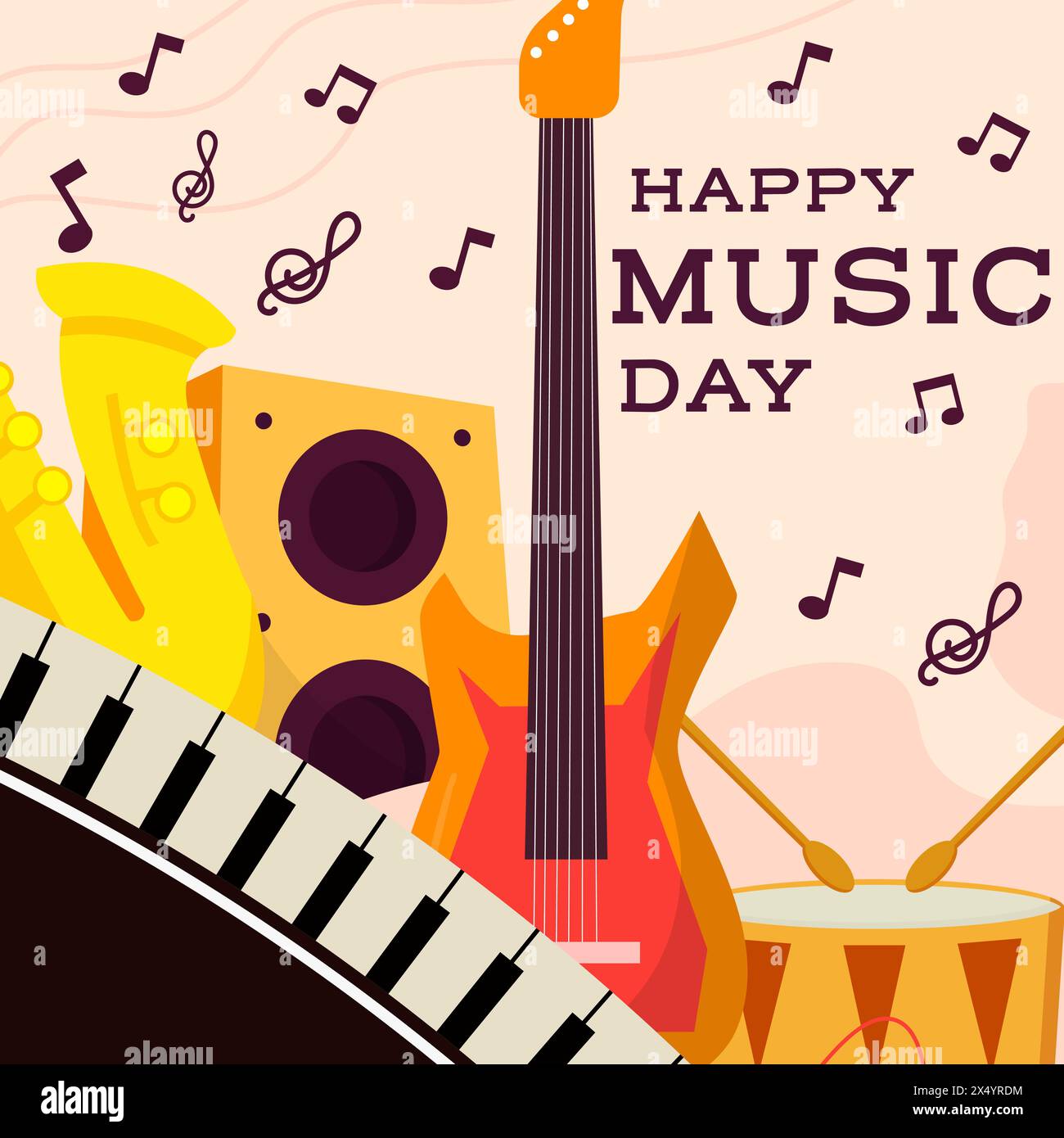 world music day with various musical instrument illustration Stock ...
