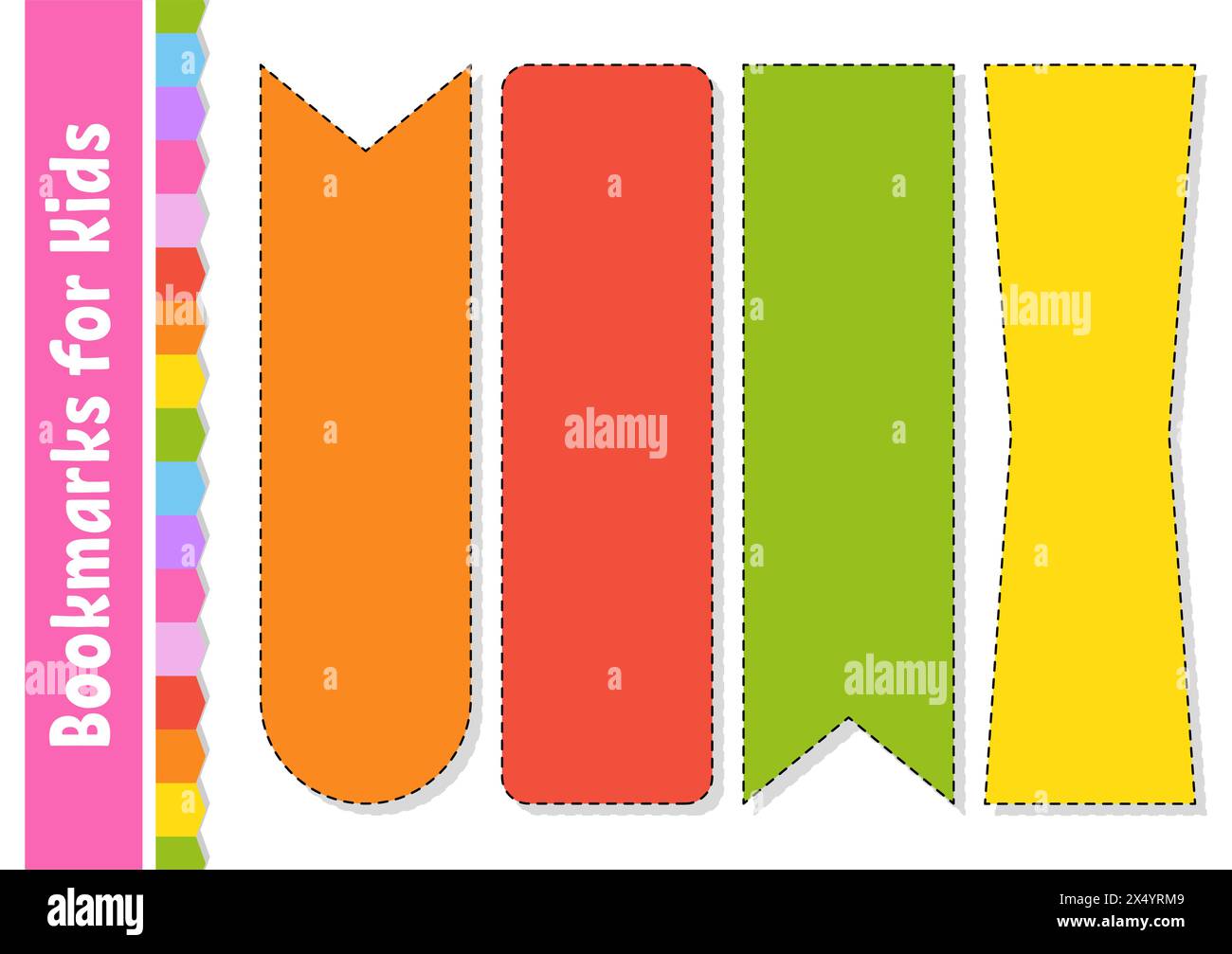 Set of paper bookmarks for books with cute cartoon characters. For kids ...