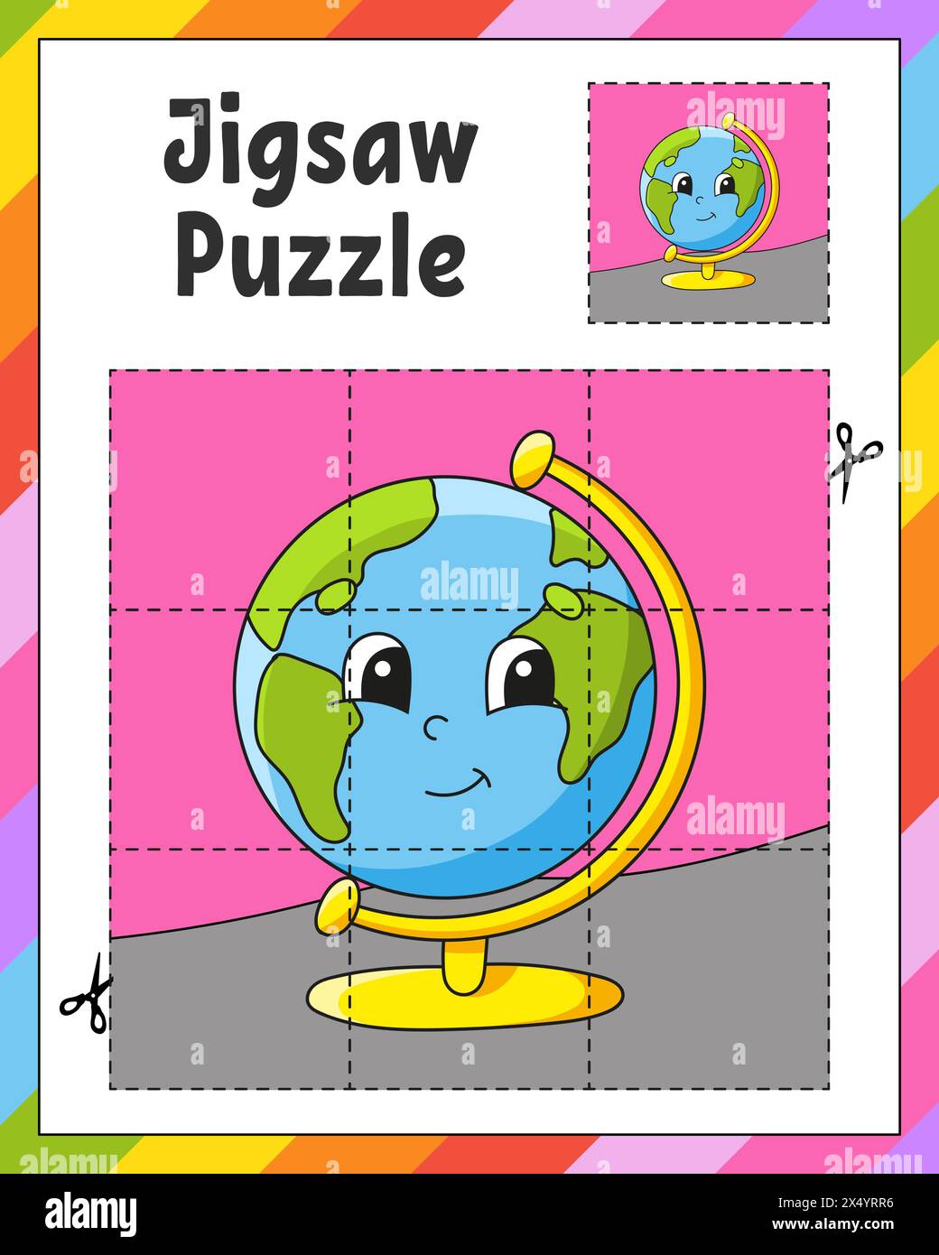 Jigsaw Puzzle. Cut and play. Square puzzle. Logic game for kids ...