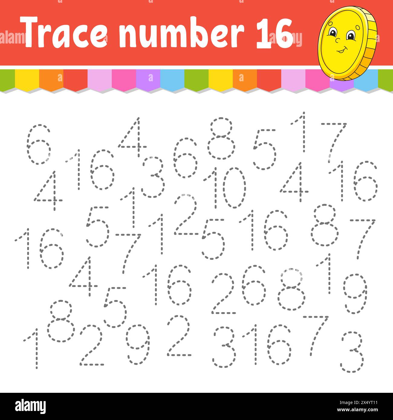 Trace number . Handwriting practice. Learning numbers for kids ...