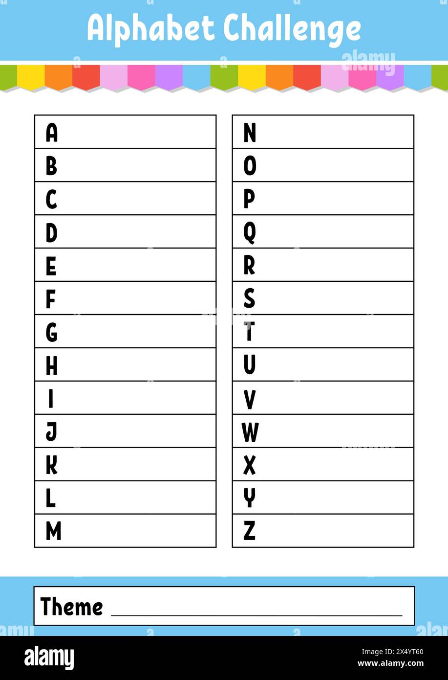 Alphabet challenge. Educational activity worksheet for kids and ...