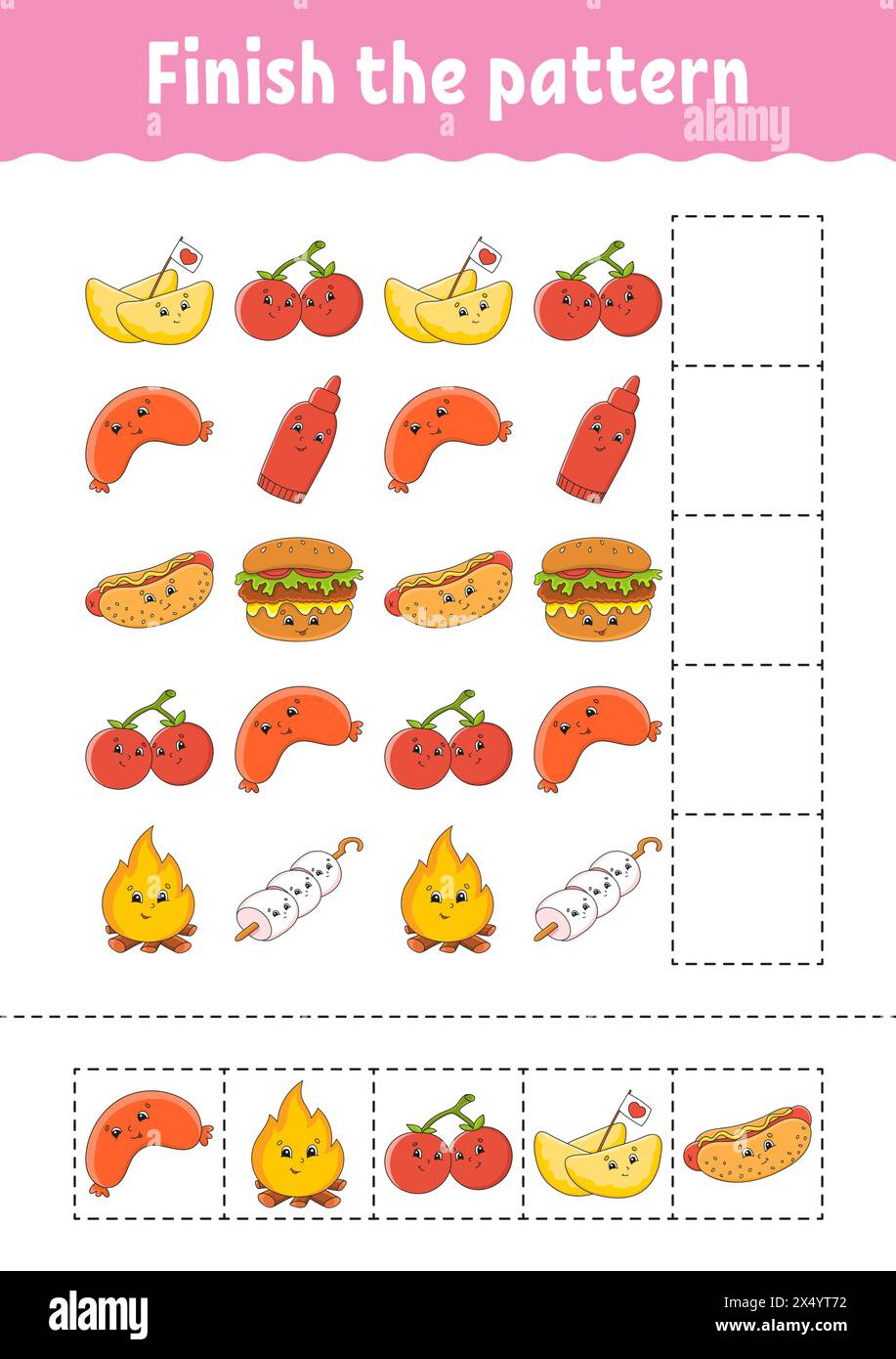 Finish the pattern. Cut and play. Education developing worksheet ...
