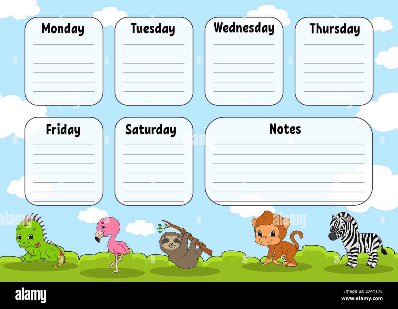 School timetable. For the education of children. Isolated on color ...