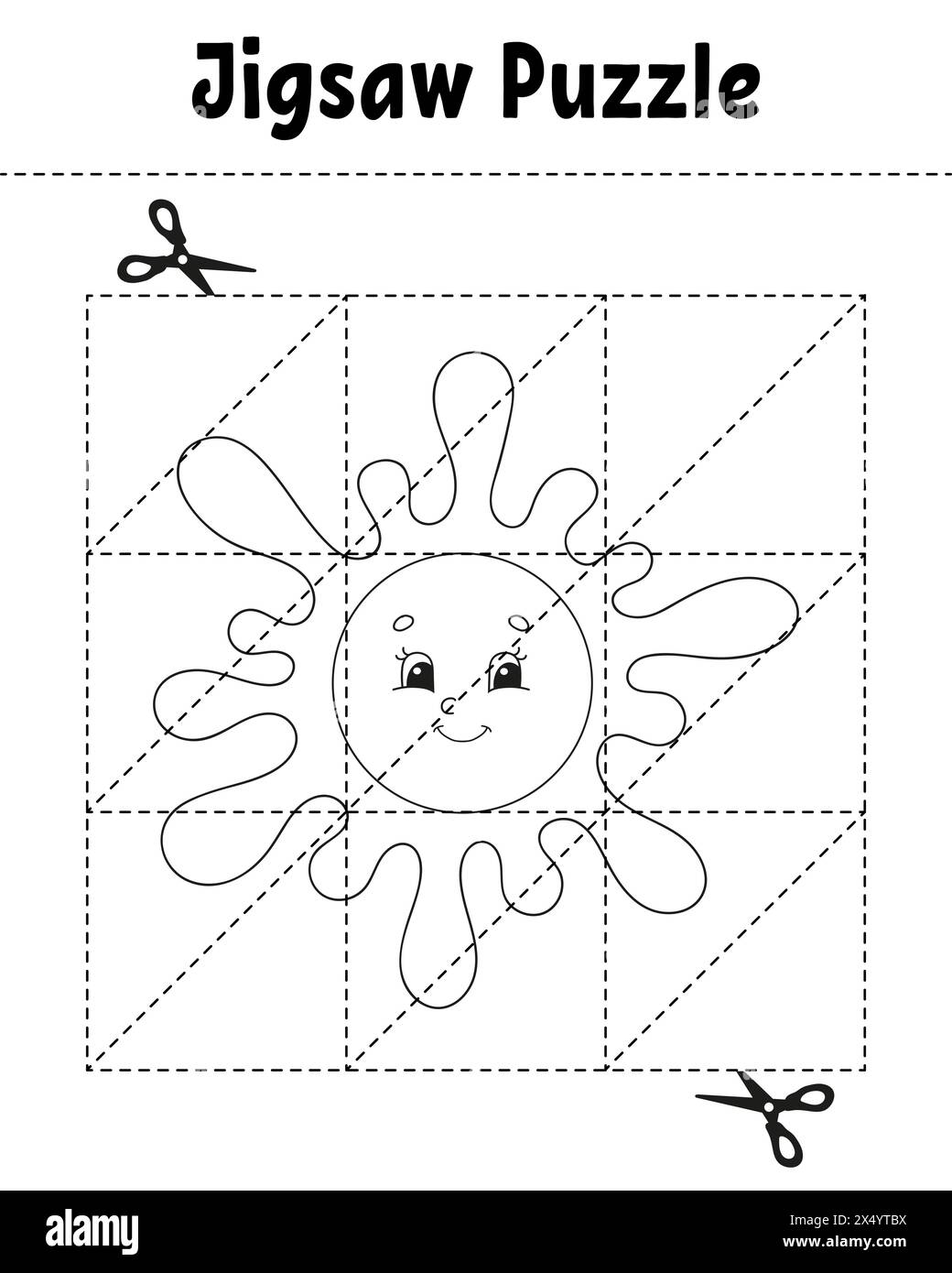 Jigsaw puzzle. Coloring page for kids. Vector illustration Stock Vector ...