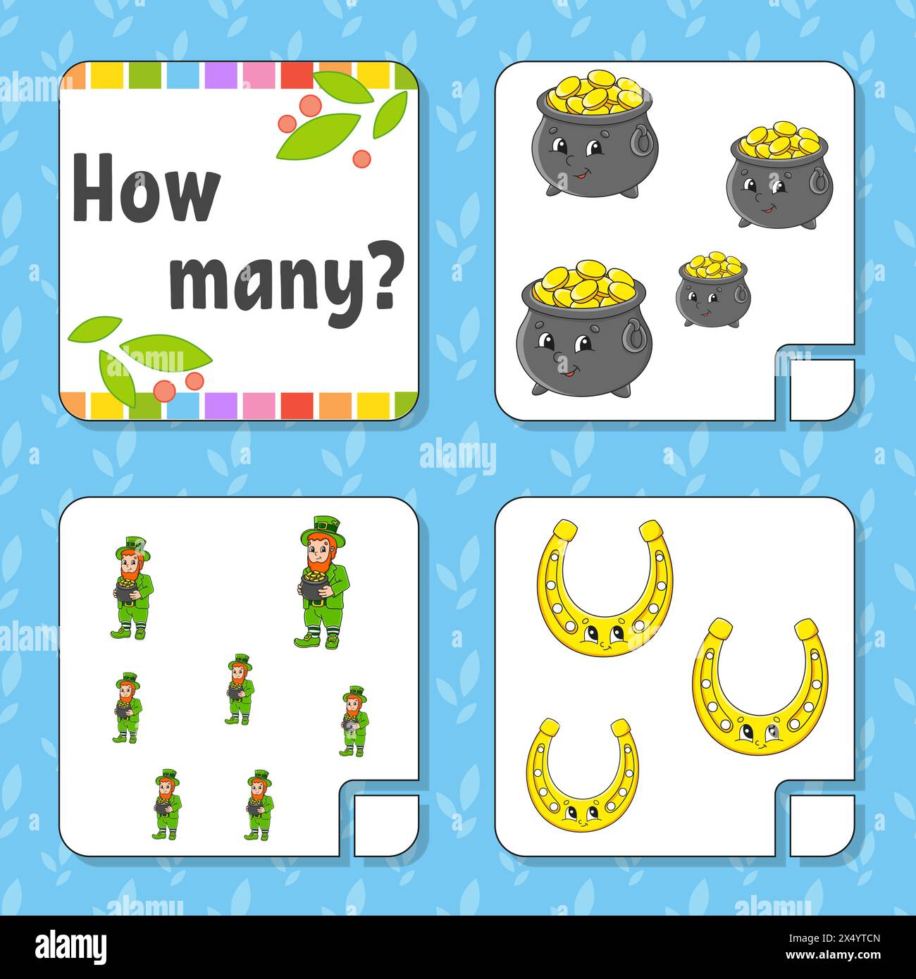 Counting game for children. Happy characters. Learning mathematics. How ...