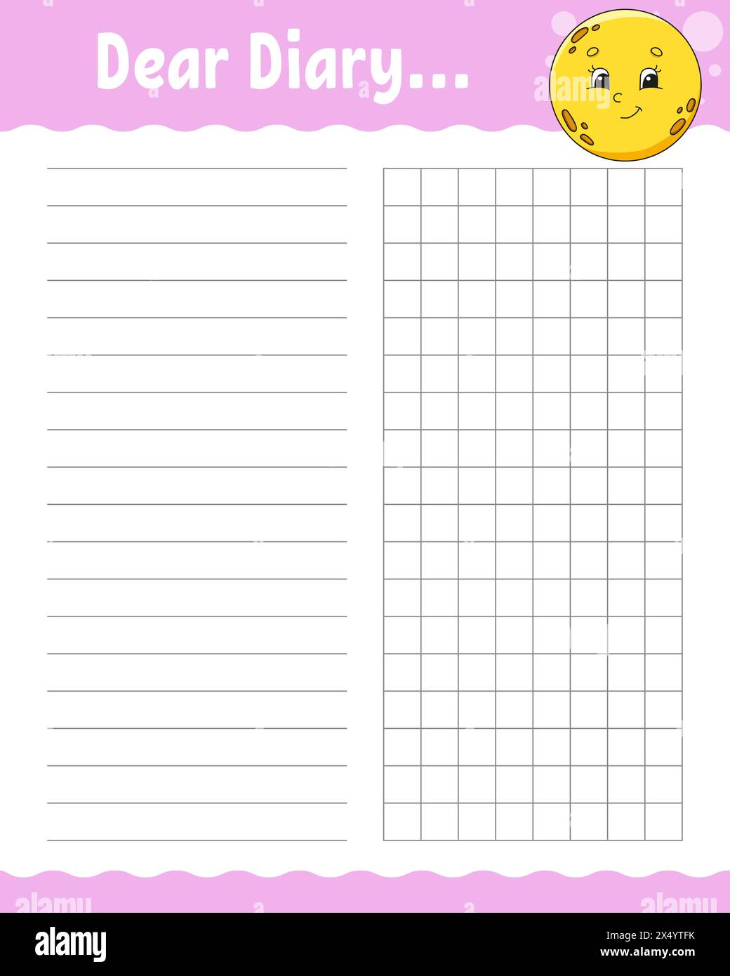 Lined sheet template. Handwriting paper. For diary, planner, checklist ...