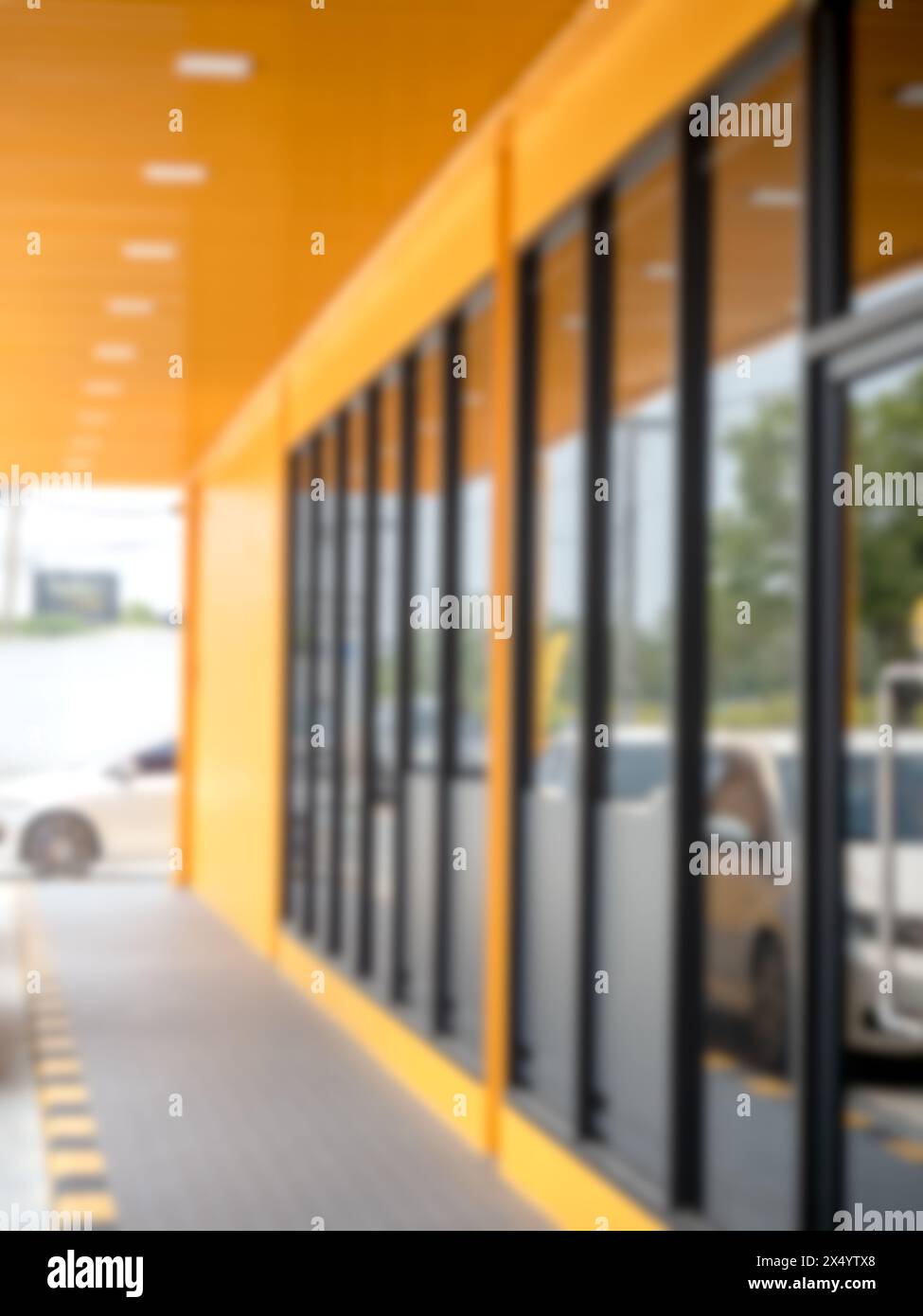 Abstract blurred modern yellow cutting-edge shipping container ...