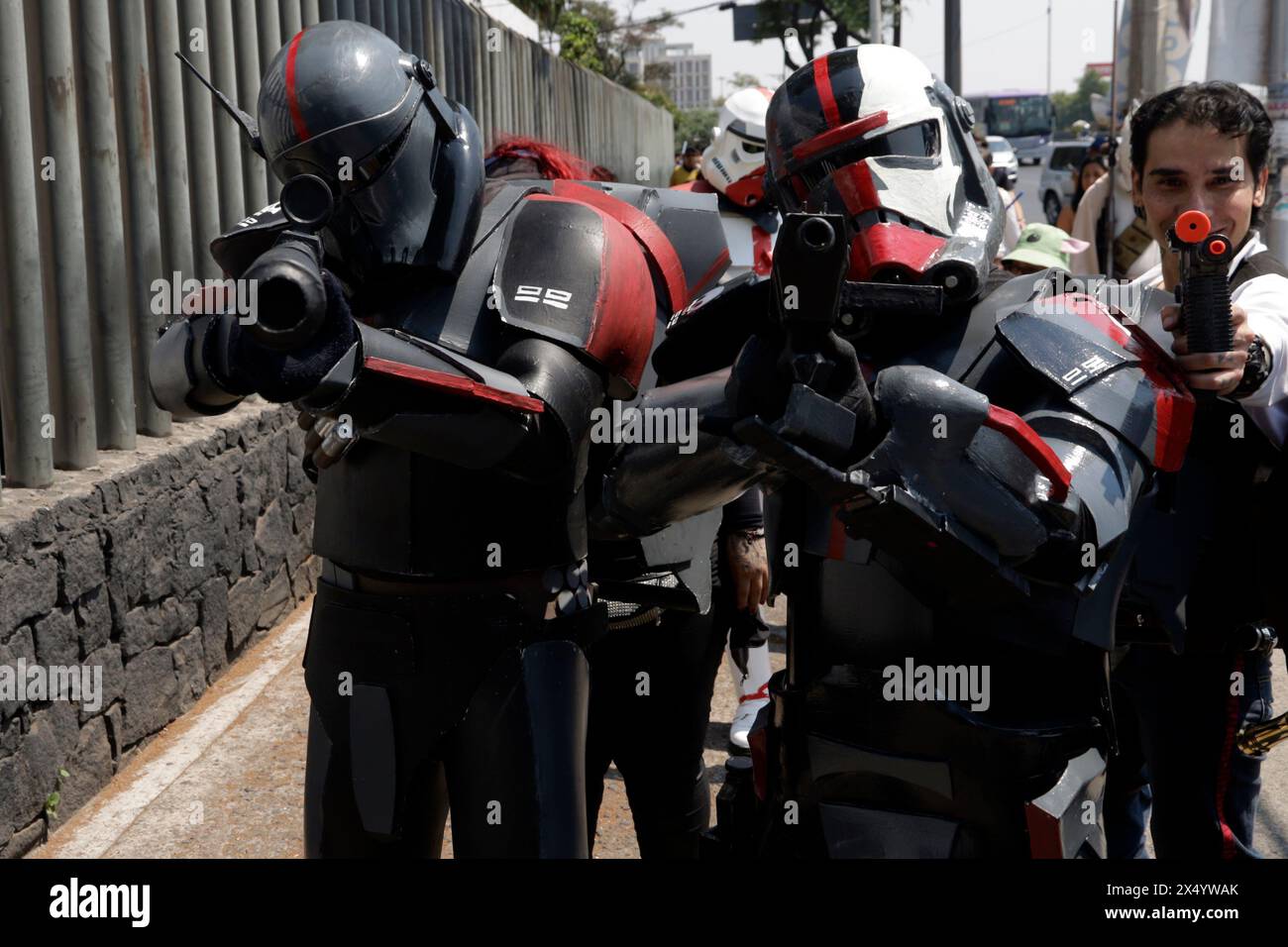 Darth vader and stormtroopers attending the star wars hi-res stock ...