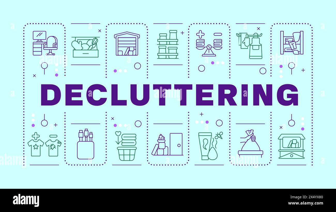 Decluttering light turquoise word concept Stock Vector Image & Art - Alamy