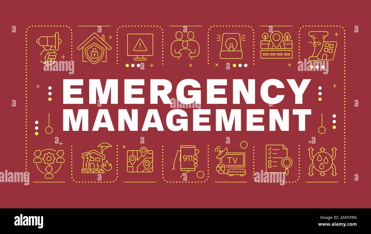 Emergency management dark red word concept Stock Vector Image & Art - Alamy