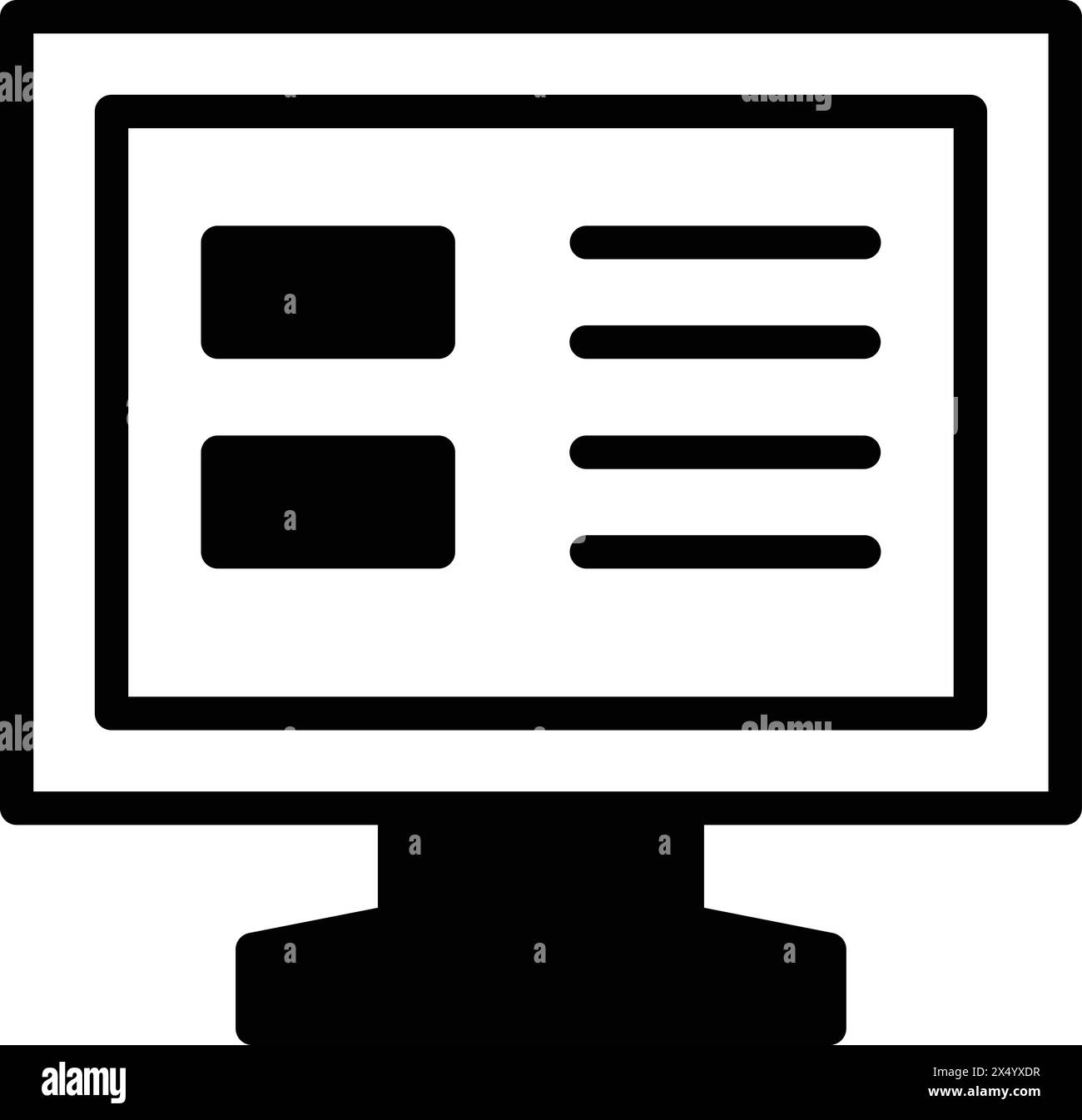 A computer monitor with a black and white screen Stock Vector Image ...