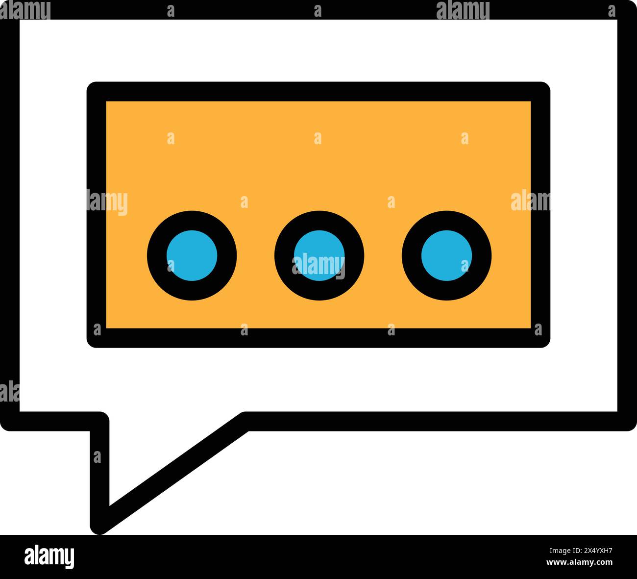 A black and white image of a chat bubble with three dots in the middle ...