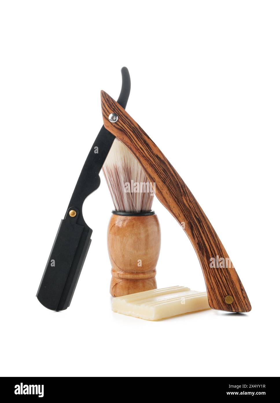 Vintage shaving razor and tools isolated on white Stock Photo - Alamy