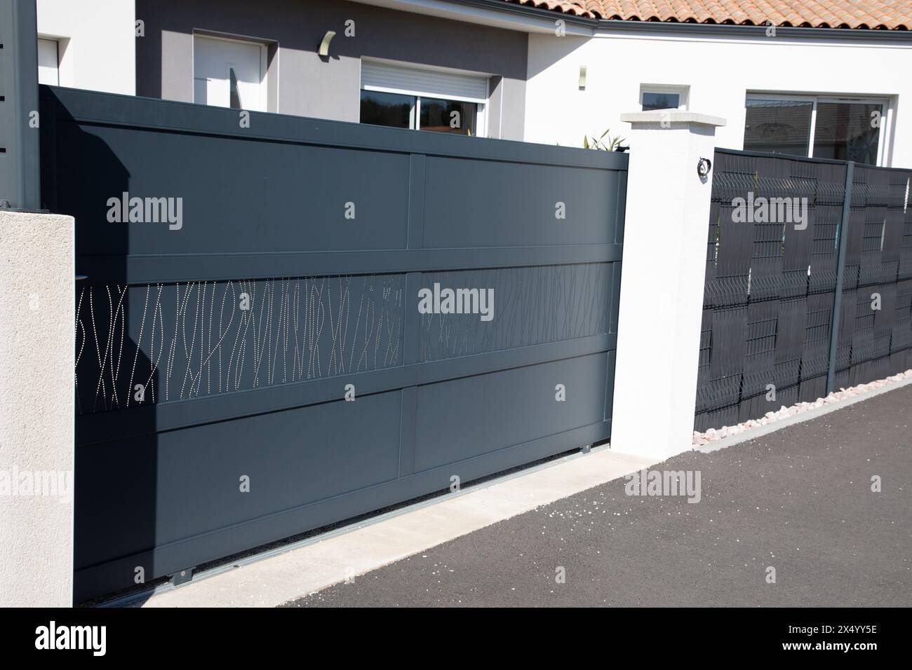 modern grey gate sliding dark gray slide high aluminum house portal of ...