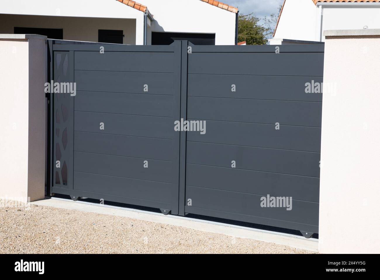 design door entrance high grey metal gate house gray modern portal of ...