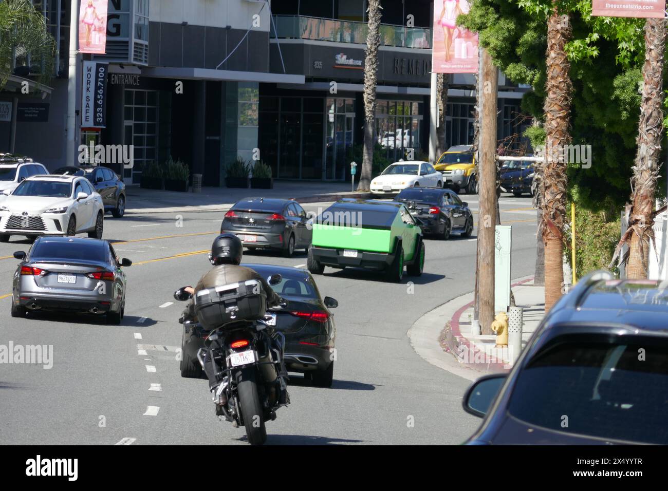 Los Angeles, California, USA 5th May 2024 Green Tesla Cyber Truck on ...
