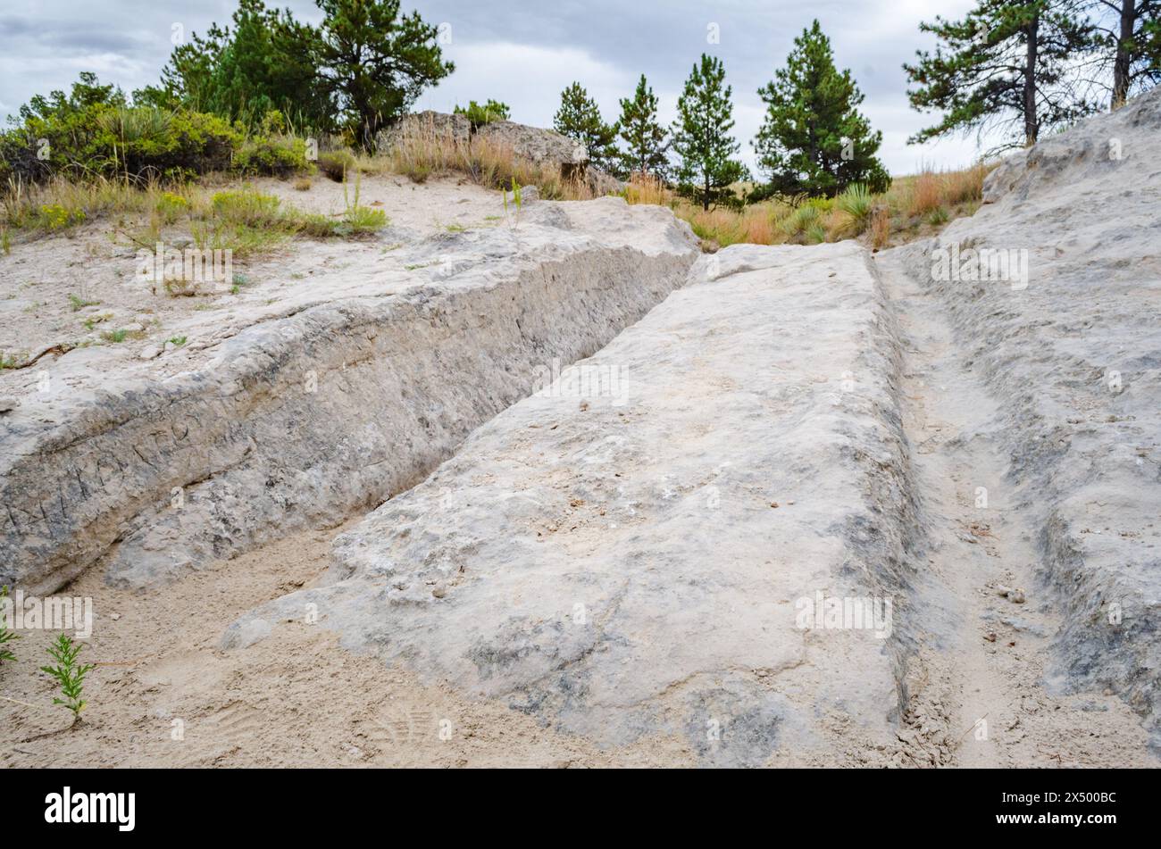 Oregon Trail Ruts State Historic Site in Guernsey, Wyoming, USA Stock ...